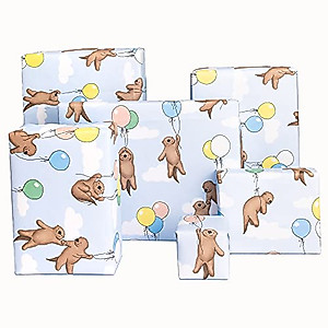 CENTRAL 23 - Cute Wrapping Paper for Her - 6 Sheets of Gift Wrap - Cute Otters Birthday Wrap - For Wife Husband - Colourful Wrapping Paper - Balloons - Recyclable
