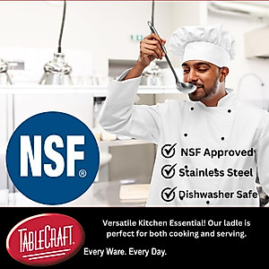 TableCraft 11631 Holden Collection Ladle, 1 oz., Small, with spout, 11.75" x 3.5" x 2", Hollow Handle, Stainless Steel (18-0)