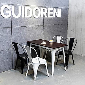 Set of 4, Navy Metal/Iron Patio Dining Chairs, Farmhouse Dining Chairs, Restaurant/Beach cafeterai Indoor/Outdoor Chairs (White)