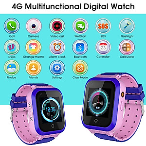 cjc 4G Kids Smartwatch, Smart Watch for Kids, IP67 Waterproof Watches with GPS Tracker, 2 Way Call Camera Voice & Video Call SOS Alerts Pedometer WiFi Wrist Watch, 3-12 Years Boys Girls
