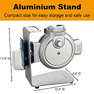 Tesslux Belgian Waffle Maker, Vertical Design with Non-stick Plate, 5 Browning Settings, with Precision-Pour Cup, 800W, Sliver