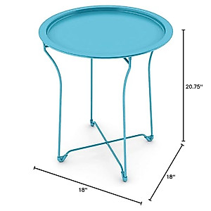 Atlantic urbSPACE Metal Side Table - Stylish Folding Tray Table, Sturdy Steel Construction with Wear-Resistant Powder Coating, PN in Capri Breeze