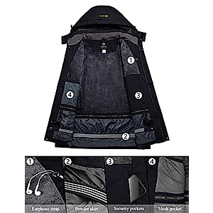 GEMYSE Men's Mountain Waterproof Ski Snow Jacket Winter Windproof Rain Jacket (Black,X-Large)