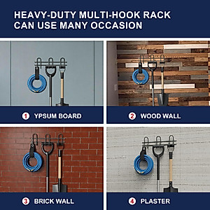 Turboforce Wall Mount Tool Storage Racks, 2 PCS Heavy Duty Steel Yard Garden Tool Organizer, Garage Tool Organizer Wall Mounted Storage System Hold Up to 550lbs, with 2 Extension Cord (6 hooks)