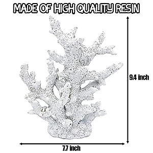 kathson Artificial Coral Ornament Resin Coral Decor for Fish Tank Underwater Sea Plants Decorations Aquarium Landscape (White)