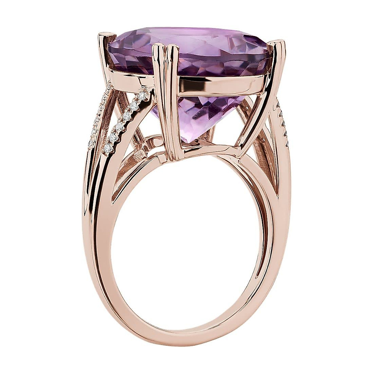 Jewelrygift Rose Gold Plated France Statement Ring Natural-Amethyst Faceted Loose Gtone Luxury Cocktail Ring Perfect for Special Occasion Wear Ring for Women US Size 4