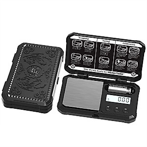 WEIGHTMAN Gram Scale, 200/0.01g Black Scale, Scales Digital Weight Grams with 50G Calibration Weight, Digital Pocket Scale Gram and OZ, Small Digital Scale 6 Units, Large LCD Screen, Battery Included