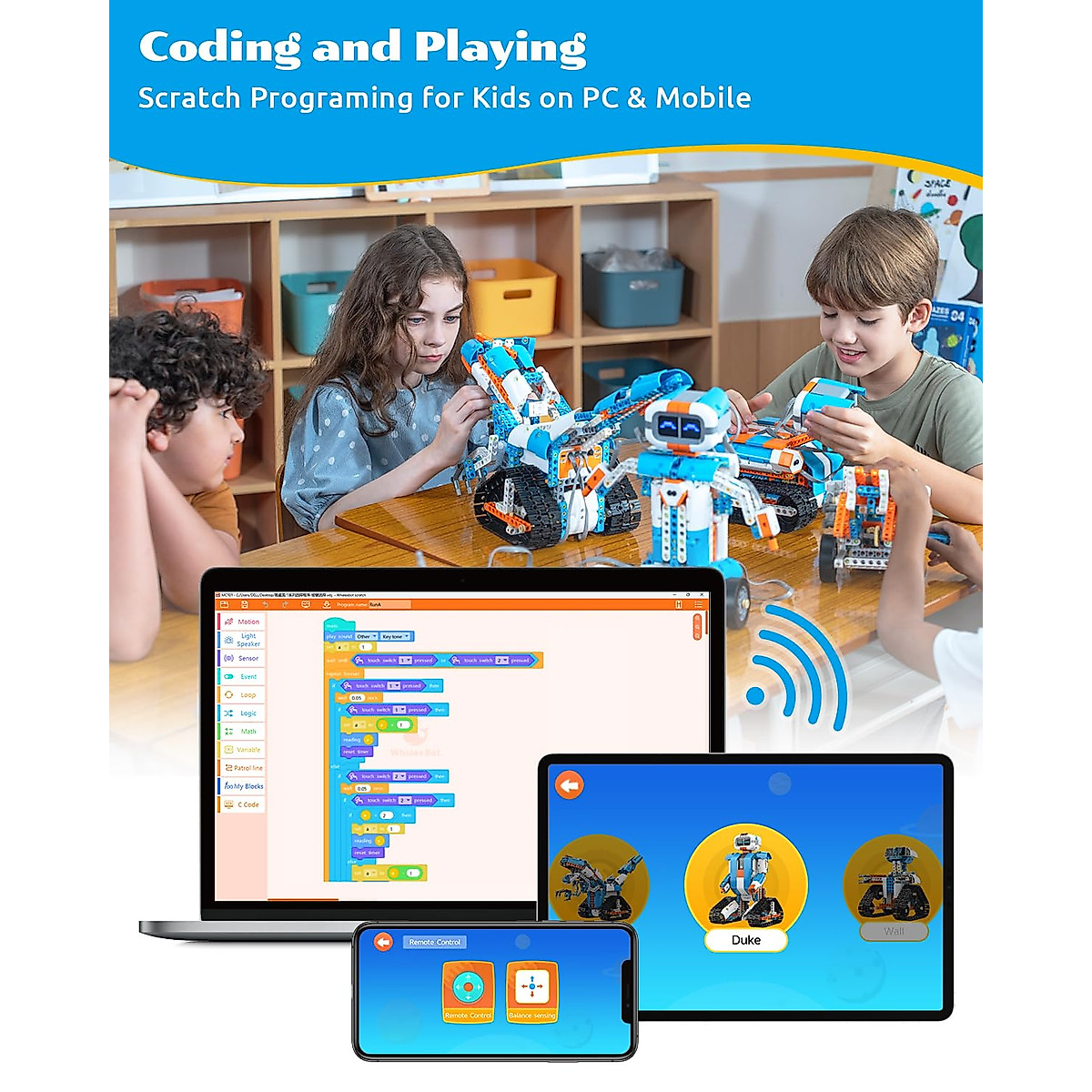 WhalesBot E7 Pro 12-in-1 STEM APP Coding Robot Kit, Scratch Programming for Kids, 637-Piece Educational Building Set with Interactive Books & APP 3D Model Guidance, Toy Gift for Boys & Girls Ages 8-12