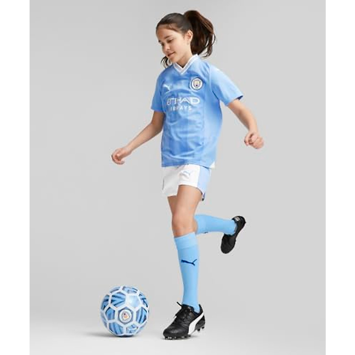 Manchester City FC Kids 2023/24 Home Soccer Jersey - Team Light Blue - Size: L