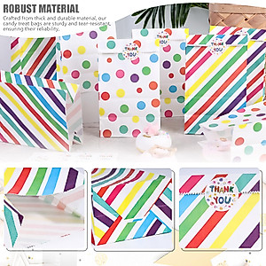 JOHOUSE 36PCS Party Favor Bags, Treat Bags with Stickers Colorful Stripe Dot Gift Bags for Kids Birthday Party Baby Showers 4.7" x 3.1" x 8.7"