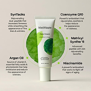 Mad Hippie Face Cream, Reduces The Appearance Of Wrinkles, With Peptide Complex 1.02 Fl Oz (Includes a pillow pack)