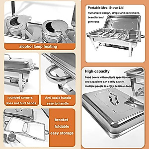 AXNI Hot Pot Buffet Set, Stainless Steel Catering Food Warmer, Foldable/Easy to Clean, Rectangular Food Warmer for Party Buffet,2Gitter