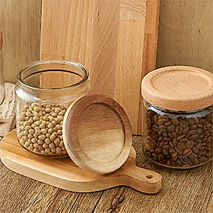 SOUL ONE 17oz (500 ML) Small Stackable Glass Cookie Jar with Wide Mouth Airtight Wooden Lid, Clear Candy Jar, Sugar Jars for Kitchen, Round Organization Container for Coffee Bean, Tea, Nut - Acacia