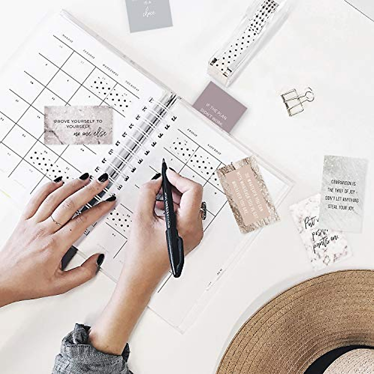 Canopy Street Marble Quartz Daily Gratitude Cards / 50 Motivational Kindness Cards / 25 Inspirational Quote Card Designs / 2.5” x 3” Uplifting Business Cards