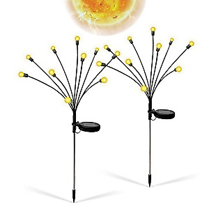 Solar Garden Lights 10LED - New Upgraded Solar Swaying Light, Sway by Wind, Ip65 Waterproof Solar Outdoor Light,Super Bright Light Bulb & High Flexibility Iron Wire, Yard Patio Pathway Decoration