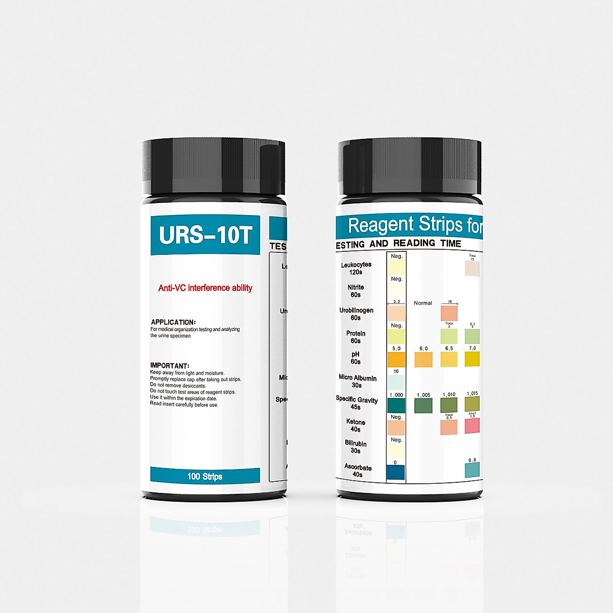 URS 10-in-1 Urine Test Strips 10 Parameters Testing UTI, Urinalysis for Ketosis, pH, Protein, Kidney and Liver Function, 100 CT