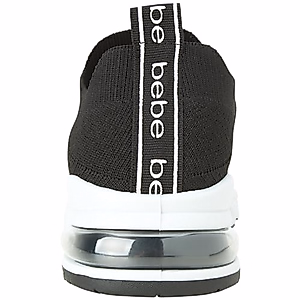 bebe Girls' Shoes - Lightweight Slip On Casual Running Shoes - Breathable Knit Fashion Sneakers (11-4 Little Kid/Big Kid), Size 2 Little Kid, Black