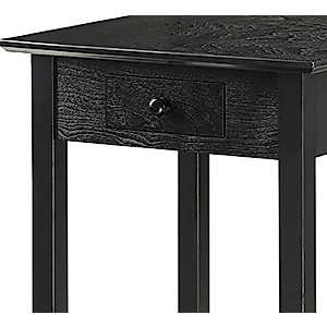 Convenience Concepts American Heritage End Table with Drawer and Shelf, Black