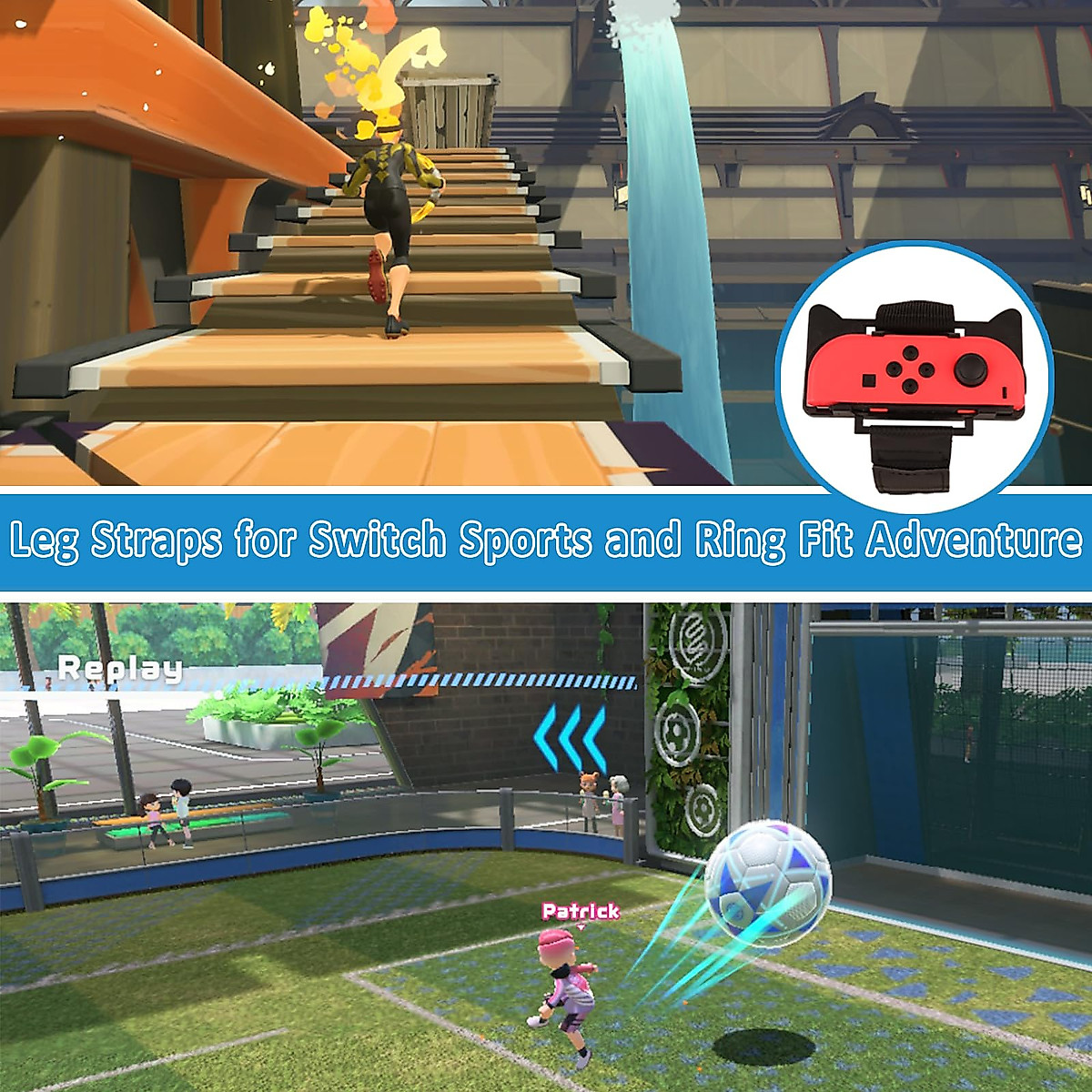 Arisll Leg Straps for Nintendo Switch Sports Games 2022 and Ring Fit Adventure, Compatible with Switch Joy Cons and OLED Controller,2 Pack Adjustable Non-Slip Ringfit Leg Straps for Adults and Kids