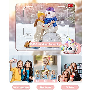Kids Camera for 3-8 Years Old Toddlers Childrens Boys Girls Selfie Camera 20.0 MP HD 1080P IPS Screen Dual Digital Toy Camera for Kids Christmas Birthday Gifts