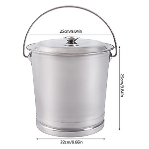 8.5Qt Milk Can Tote, Stainless Steel Milk Pail Bucket with Lid, and Open Lip Edge, Also Good for Compost