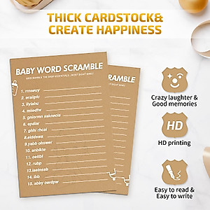 GAMSUNSTAR Baby Shower Games-Baby Shower Word Scramble Game,50 Cards for Each Game(with Answer),Thick Paper,Hilarious,Funniest Baby Shower Games Ever