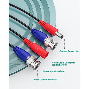 ANNKE 4 Pack 30M/100ft All-in-One Video Power Cables, BNC Extension Surveillance Camera Cables for CCTV Security DVR System Installation, Free 8 x BNC Connectors and 100pcs Cable Clips Included