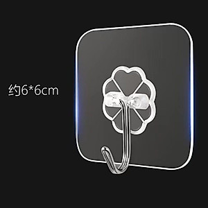 NevStp 1-10PCS Transparent Stainless Steel Strong Self Adhesive Hooks Key Storage Hanger for Kitchen Bathroom Door Wall Multi-Function,Transparent,1PCS