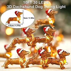 KAiSnova Dachshund Dog String Lights 10ft 30 LED Battery Operated Fairy Lights with Remote and Timer Dachshund Gifts for Women Christmas Lights for Indoor Outdoor Wedding Birthday Parties Xmas Tree