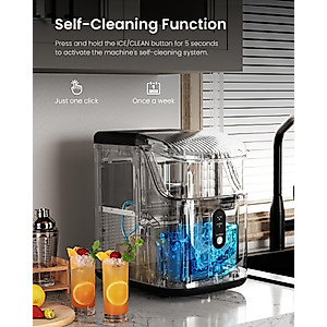 AGLUCKY Nugget Ice Maker Countertop,35Lbs/24H Pebble Ice Maker with Chewable Ice,Self-Cleaning Pellet Ice Maker with Ice Scoop,One-Click Operation,for Home/Kitchen/Office(Silver)