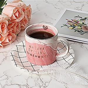 Hendson Housewarming Gifts for Women - First Home House Gifts For New Home Owner - Funny First Time House Warming Gift Ideas - Mother Homeowner - Pink Marble Mug Presents, 11.5oz Coffee Cup