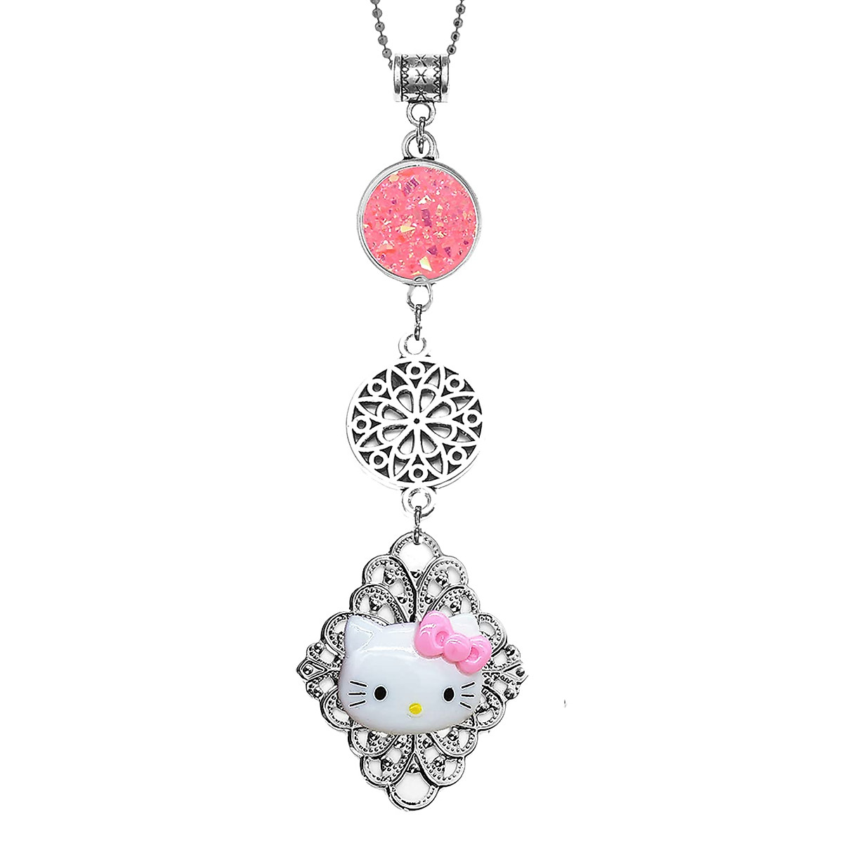 Handmade Kitty Bling Assorted Mirror Car Charm Hanger Ornament with adjustable chain