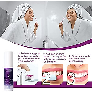 2Pcs Teeth Whitening Toothpaste, Dental Colour Corrector, Purple Toothpaste for Teeth Whitening, Travel Toothpaste, Non-invasive Purple Teeth Whitener Tooth Paste, Reduce Yellow Stains