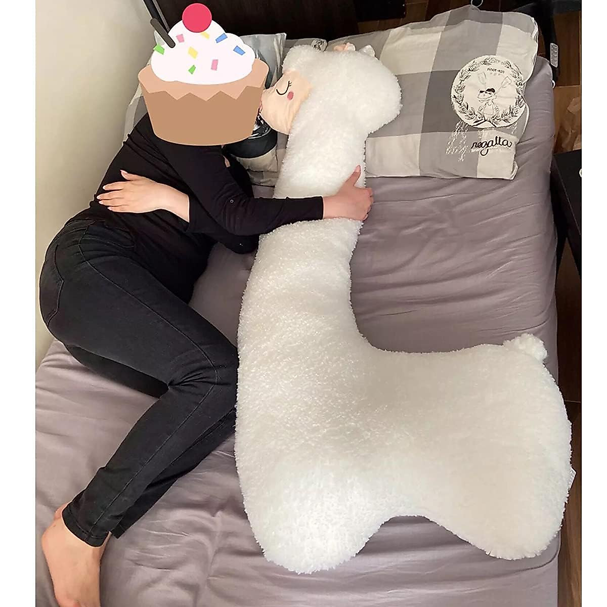 Hofun4U Llama Plush Pillow, 39 Inch Alpaca Plush Long Body Pillow, Alpaca Stuffed Animal, Christmas Holiday Birthday Gift (White)