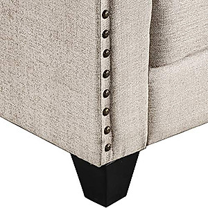 EMKK 3 Pieces Living Room Sectional Sofa Set, Modern Style Button Tufted Arm Chair Loveseat Couch, Livingroom Furniture, Armchair for Apartment, Beige with Cushions