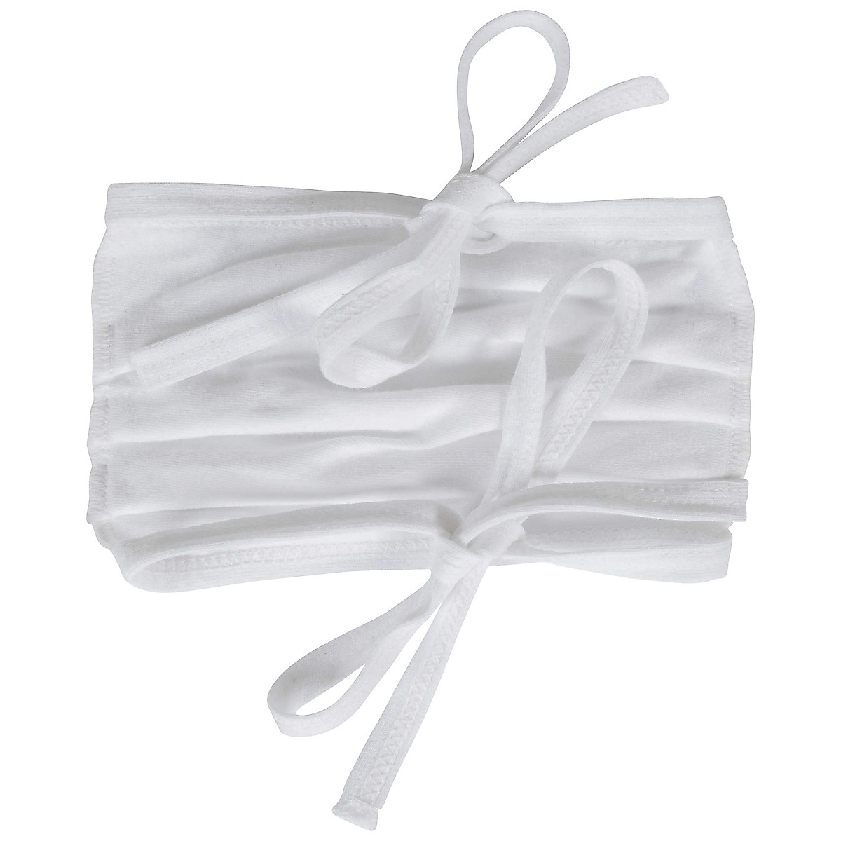 Gildan Adult Reusable 3-Layer Tie-On Cotton Face Mask (48 Pack), White (48 Pack), Adult: 6.5" x 7" (13" straps)