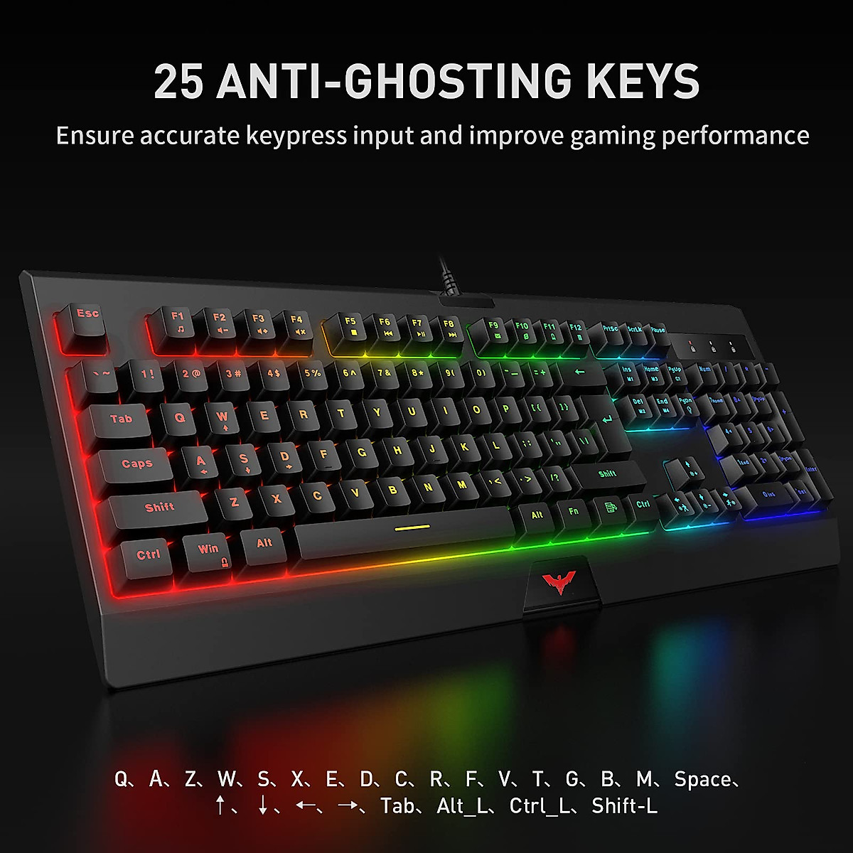 Havit RGB Wired Gaming Keyboard and Mouse Combo LED Backlit 104 Keys Ergonomic Gaming Keyboard with 4800 DPI & Programmable Gaming Mouse for Windows PC Computer Desktop Gamer