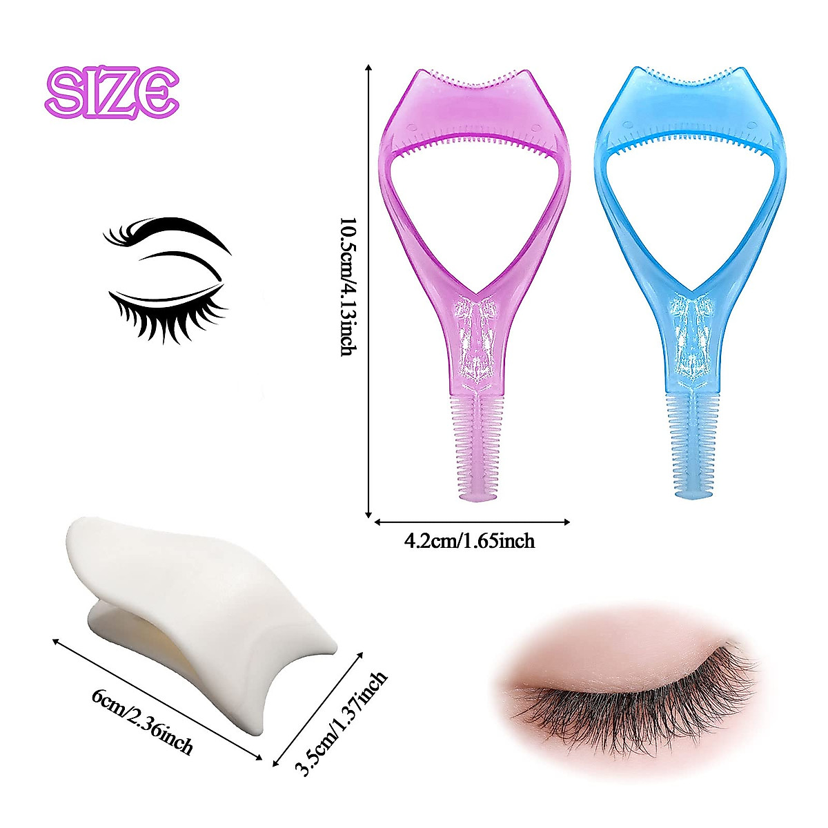 YEJAHY Eyelash Brush Tool, Makeup Cosmetic Eyelash Tool, Eyelash Curler, Mascara Guard, Reusable Makeup Helper for Assist Comb Brush Guard Eyelashes