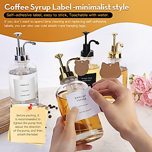 CNWSGEM Coffee Syrup Dispenser,Coffee Bar Accessories,4-Pack,16.9 Ounce,Syrup Dispenser for Coffee Bar,Syrup Dispenser with Pump,Contains Multi-style Labels, Cleaning Tools, Funnel,Pen