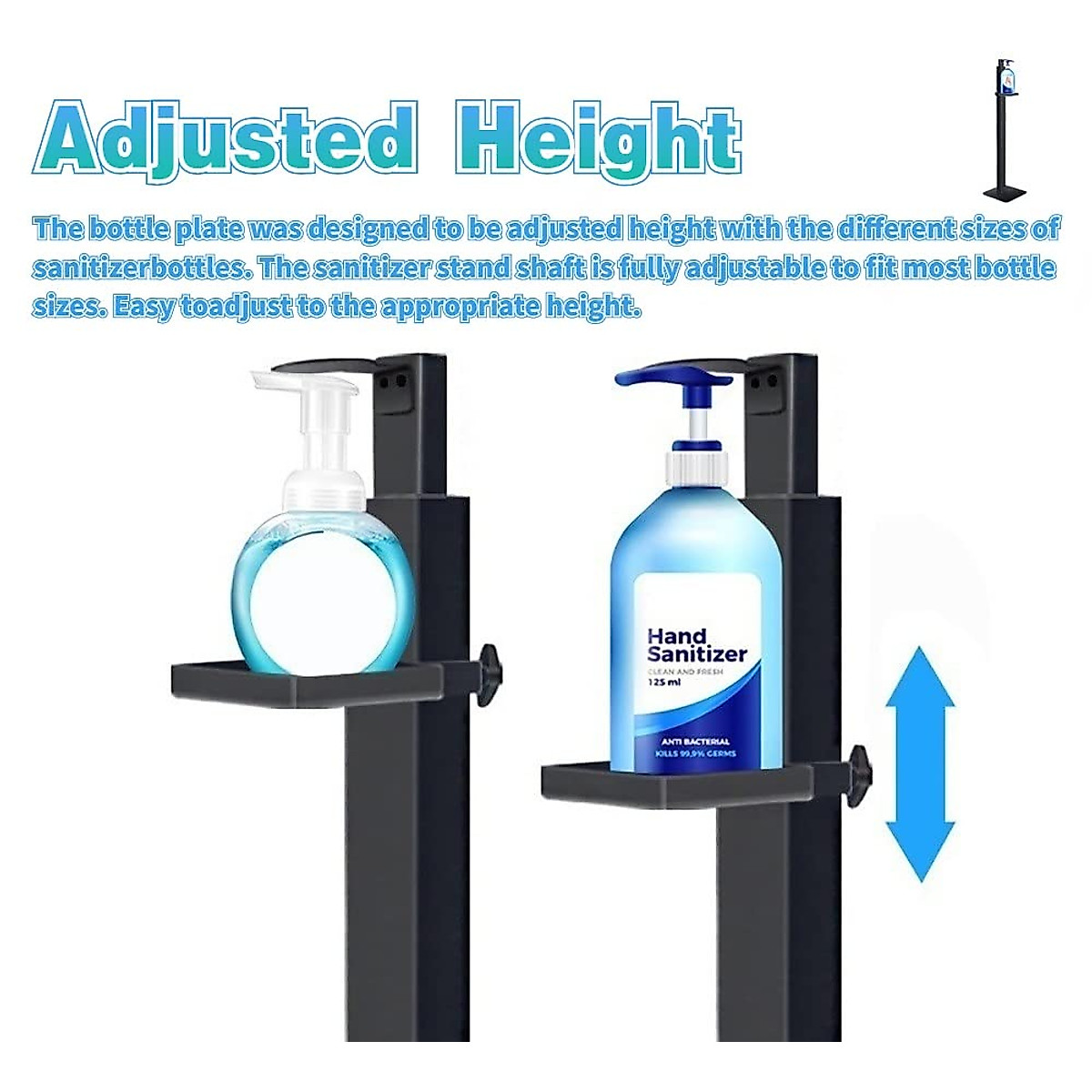 Hand Sanitizer Dispenser Stand - Foot Pedal Operated Dispenser Station for Home Hotels Commercial, Freestanding Hand Soap Holder Floor Stand, Black