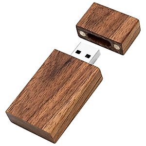 Wood Flash Drives 32GB Memory Stick TATMOHIK Wood USB Flash Drive High Speed USB 2.0 Wood USB Thumb Drive Bulk Jump Drives for Digital Date Storage，Zip Drive，USB Stick(1 Pack-Walnut Wood Shell