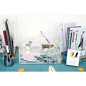 Acrylic File Sorter, 5 Sections Desk Plastic File Folder Rack,Clear Office File Organizer For Notebooks, Binders, Envelopes, Magazines CD (Magazine Holder)