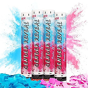 6 Pack Gender Reveal Confetti Powder Cannon,12 Inch Confetti cannon Set of 6 Mixed (3 Blue 3 Pink) Gender Reveal Party Supplies Gender Reveal Ideal for Pregnancy Announcement