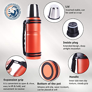 MAISON HUIS Double Wall Vacuum Water Bottle 64oz Comes with 2 Available Lids, Keeps Beverage Hot and Cold, Half Gallon 304 Food Grade Stainless Steel Water Bottle for Workout or Sports(Black)