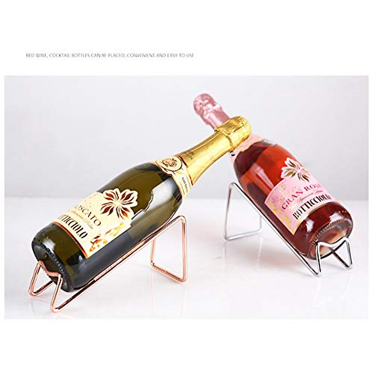 CdyBox Creative Metal Red Wine Rack Single Wine Bottle Holder Rack Display for Home Living Room Wine Rack (Rose-Gold)