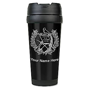 LaserGram 16oz Coffee Travel Mug, Flag of Guatemala, Personalized Engraving Included (Black)