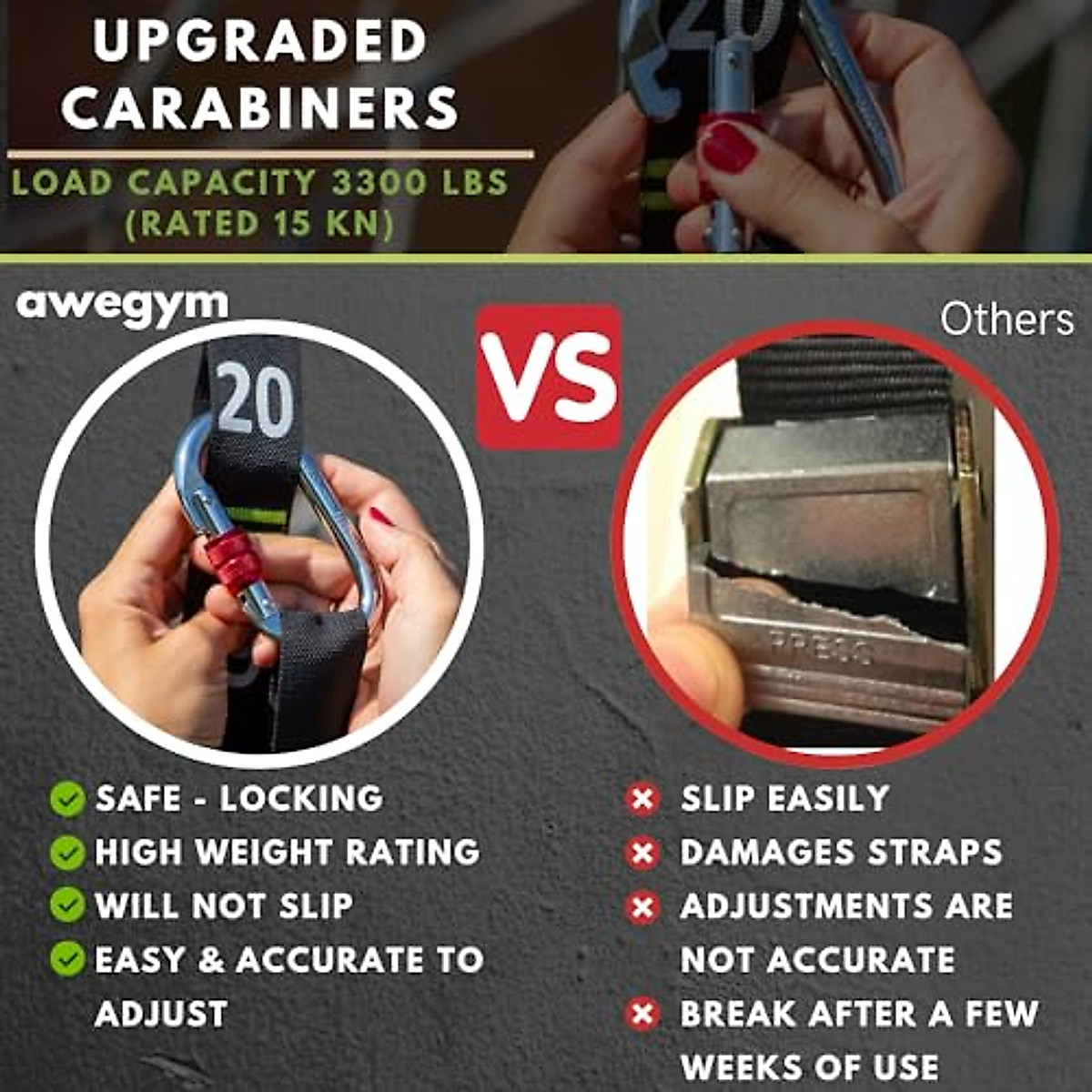 awegym Gymnastic Rings with Adjustable Straps, 1.1" Olympic Rings, Calisthenics Rings Equipment, Gym Rings with Straps for Home Workout, Outdoor Exercise Rings, Crossfit Pull Up Row Dip Ring Training