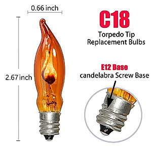 Pallerina Flicker Flame Light Bulbs, Flicker Flame Shaped Light Bulbs, Flickering Orange Glow Replacement Bulbs E12 Flame Candelabra Light Bulbs, 12 Pack, 1 Watt