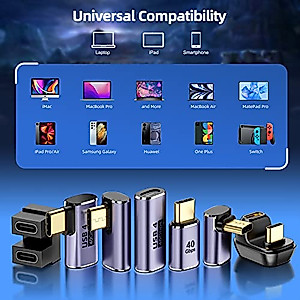 USB C Adapter (7 Pack) with 100W 40 Gbps 8K 60Hz, 90 Degree Right Angle, Straight, Female to Female/Female to Male, USB C Extender for TB3/4, MacBook Pro/Air,Steam Deck and More Type C Devices