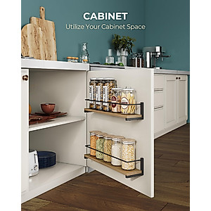 OROPY Spice Rack Wall Mounted, Rustic Wood Hanging Rack for Over The Stove, Kitchen Wall, 4 Pack